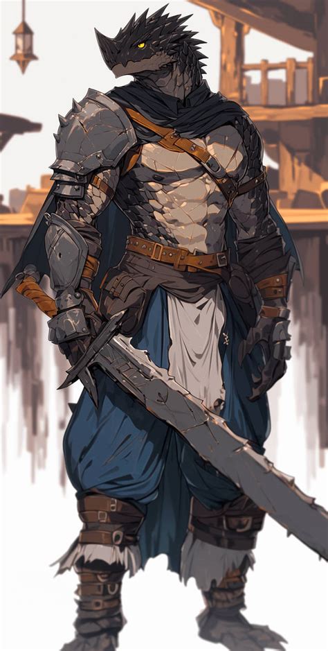 Black Dragonborn Warrior By Mizakiiarte On Deviantart