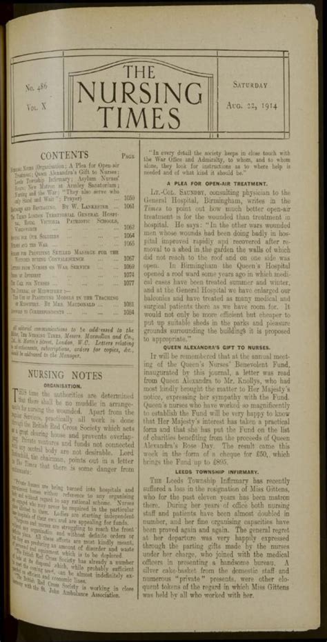 Issue 486 1914 08 22 Nursing Times