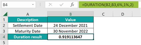 Duration Excel Function Formula Example How To Use