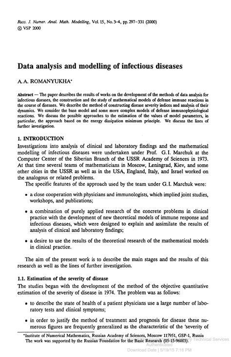 Pdf Data Analysis And Modelling Of Infectious Diseases