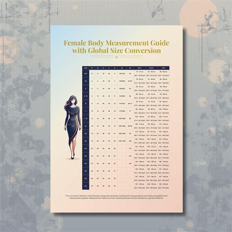 Female Body Measurement Guide With Global Size Conversion Womens Size Chart Printable Pdf