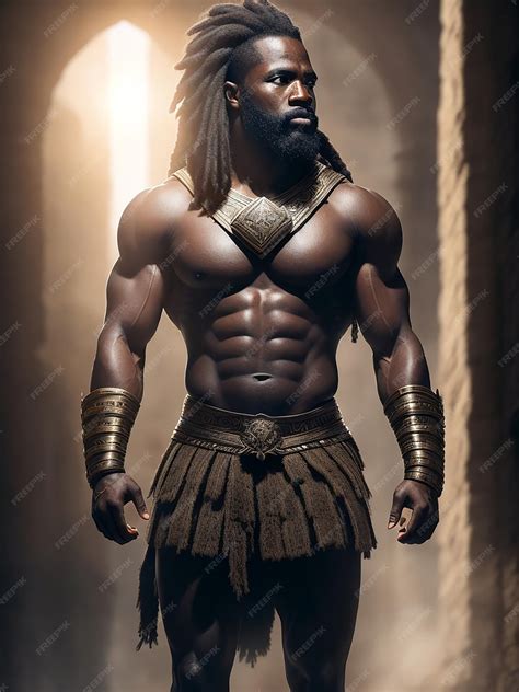 Realistic Photography Of The Samson Bible Character Warrior Premium Ai Generated Image