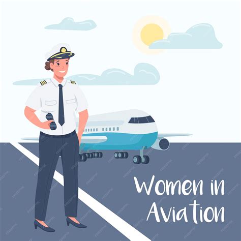 Premium Vector Female Airplane Pilot Illustration Women In Aviation