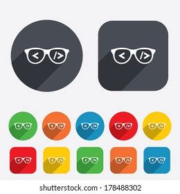 Coder Sign Icon Programmer Symbol Glasses Stock Vector Royalty Free