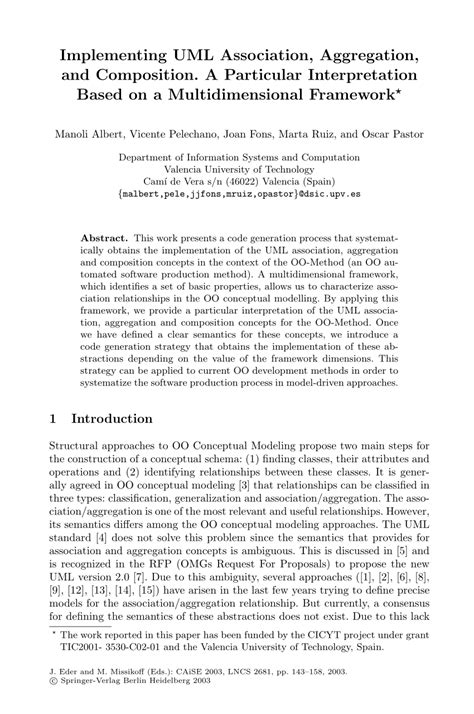 Pdf Implementing Uml Association Aggregation And Composition A