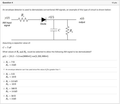 Solved Question 4 10 Pts An Envelope Detector Is Used To