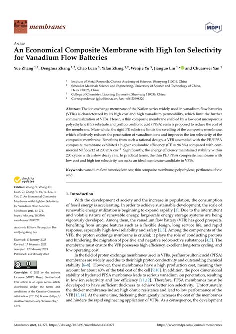 Pdf An Economical Composite Membrane With High Ion Selectivity For