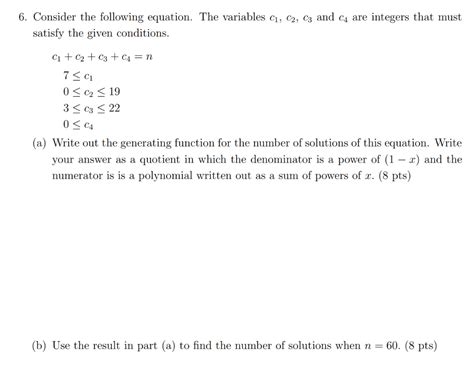 Solved 6 Consider The Following Equation The Variables C1