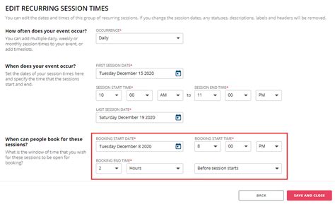 Edit The Booking Dates On Your Event Vanco Events