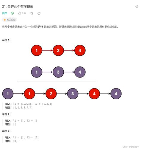 力扣21题 合并两个有序链表 Csdn博客