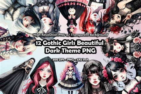 12 Gothic Girls Beautiful Dark Theme Png Graphic By Printztopbrand · Creative Fabrica