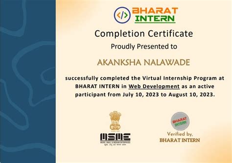 Akanksha Nalawade On Linkedin Bharatintern Internship Webdevelopment