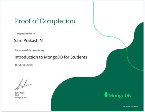 Sam Prakash N On Linkedin Mongodb Datascience Nosql Certification