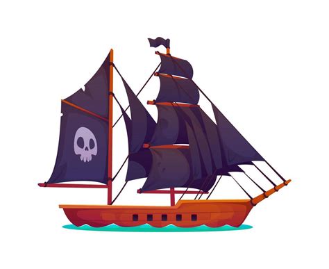 Pirate Sail Ship Cartoon Corsair Transportation 54914241 Vector Art At