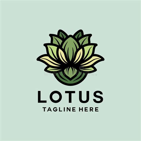 Hand Drawn Lotus Beauty Flower Logo Design Illustration Vector Emblem Stock Illustration
