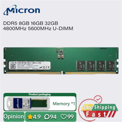 Micron Ddr5 16gb 32gb 4800mhz 5600mhz หน่วยความจําเดสก์ท็อป Udimm Pc