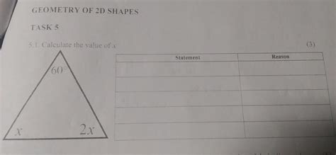 Solved Geometry Of 2d Shapes Task 5 51 Calculate The Value Of X 3