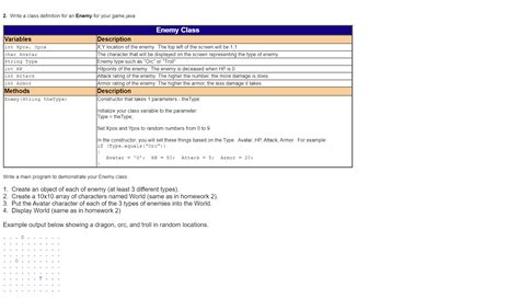 Solved 2 Write A Class Definition For An Enemy For Your