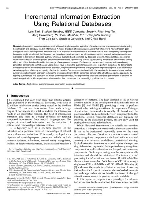 Pdf Incremental Information Extraction Using Relational Databases