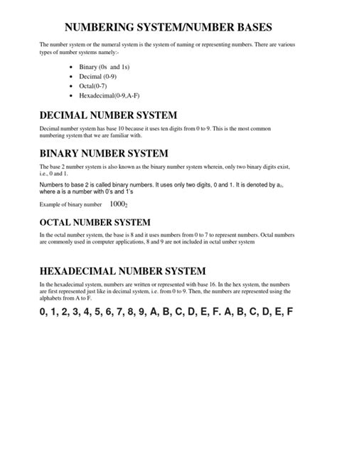 Numbering System Conversion 1 Download Free Pdf Theory Of