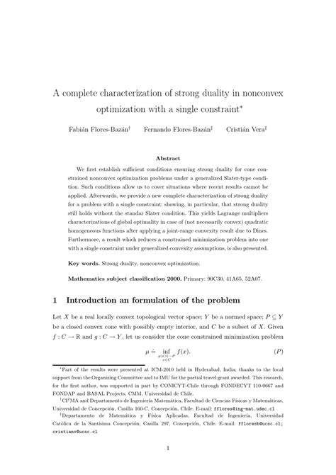 PDF A Complete Characterization Of Strong Duality In Nonconvex Optimization With A Single