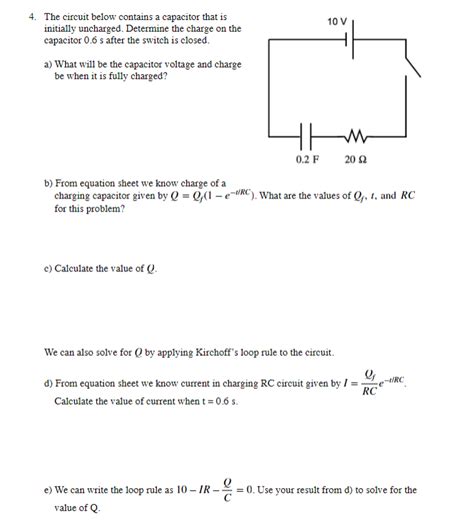 Solved V The Circuit Below Contains A Capacitor That Chegg