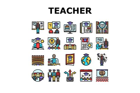 College Teacher Student Class Icons Set Graphic By Stockvectorwin