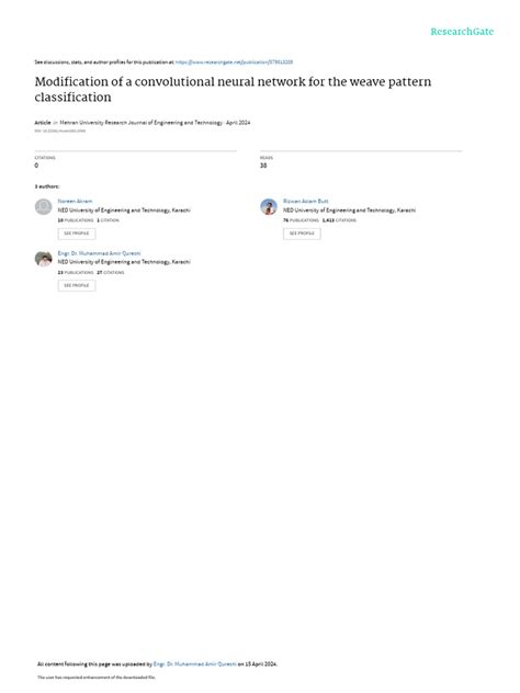 Modification Of A Convolutional Neural Network For The Weave Pattern
