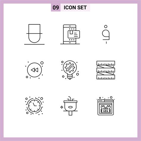 Modern Set Of 9 Outlines And Symbols Such As Idea Rewind Shopping Left
