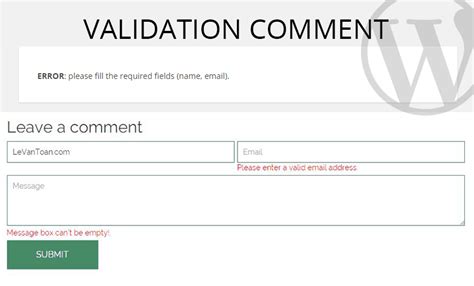 comment validation wordpress developer