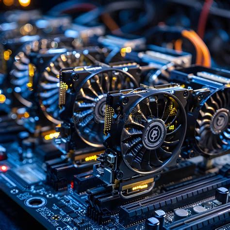 Close Up Of A High Performance Graphics Card Assembly In A Computer Stock Image Image Of