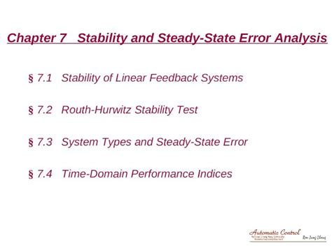 Ppt Chapter 7 Stability And Steady State Error Analysis Dokumentips