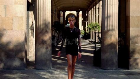 Beautiful Transsexual Model In The Modern City Stock Footage Video Of