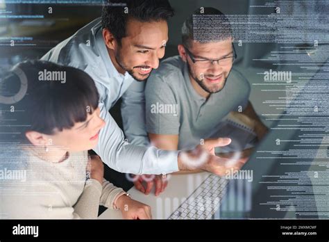 Business People Coding Team And Information Technology With Computer Screen Programming And