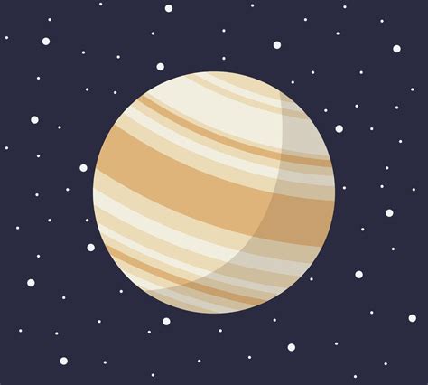 Cartoon Solar System Planet In Flat Style Venus Planet On Dark Space