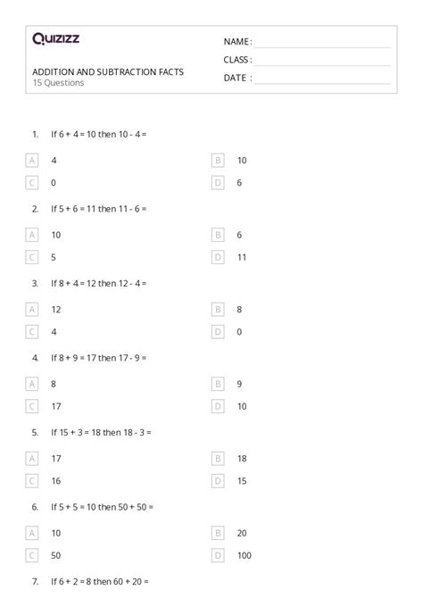 Subtraction Facts Worksheets 1st Grade Worksheets Library