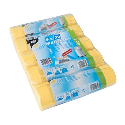 Starpak Müllbeutel 500 Stück Müllsäcke Mit Zugband 60 L Gelb H 71 X