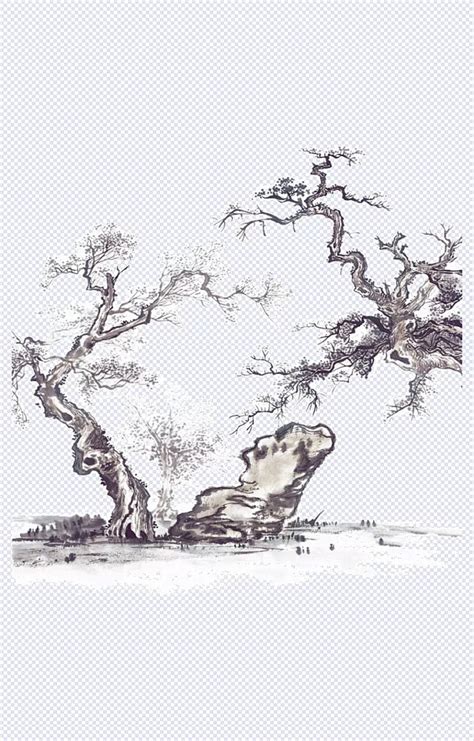枯藤老树 光秃秃的树 植物 绘画 国画 写意 树木 黯淡 萧瑟 枯藤老树 卡通元素 手绘 卡通 2585231677