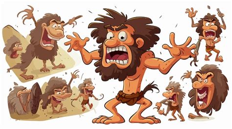 Crazy Caveman Cartoon Doodle Stock Illustration Premium Ai Generated