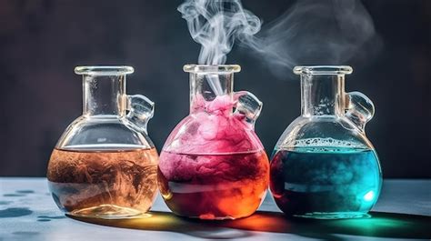 Premium Ai Image Chemical Flasks With Colorful Liquids
