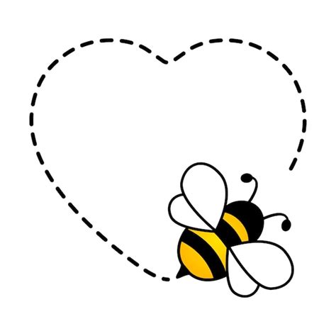 Premium Vector Cute Bee Flying Heart Dotted Lines Path With Start