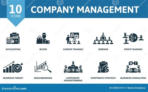 Company Management Icon Set Monochrome Simple Company Management Icon Collection Stock Vector