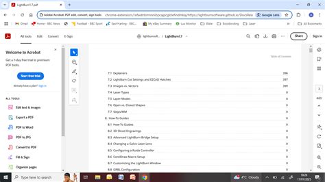 documentation contents in pdf file lightburn software questions