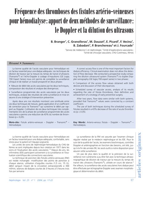 Pdf Hemodialysis Arteriovenous Fistula Thrombosis Frequency Contribution Of Doppler And