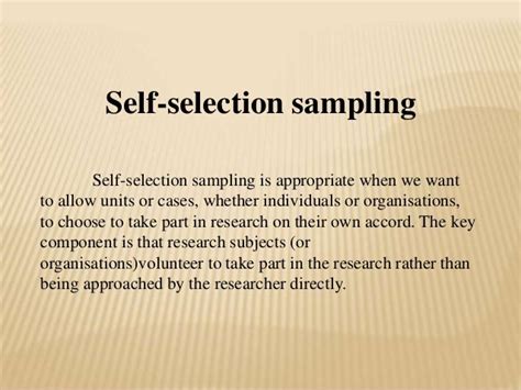 What Is Self Selection Sampling
