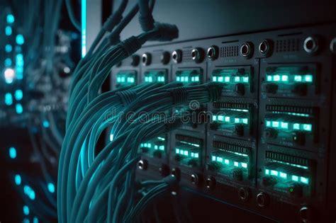 Network Panel Switch And Cable In Data Center Generative AI Stock Photo Image Of Fiber Link