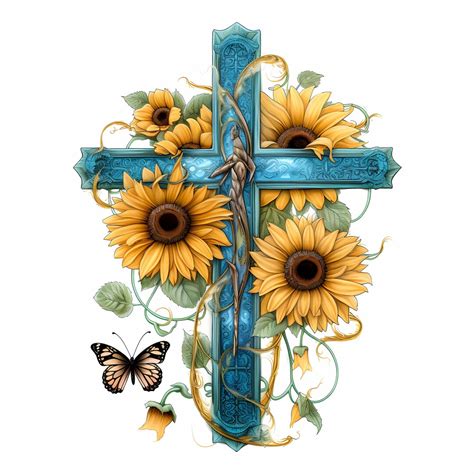 Cross Sunflower Png Faith Cross Png Surrounded By Sunflowers Faith