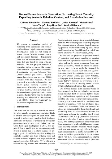 Pdf Toward Future Scenario Generation Extracting Event Causality