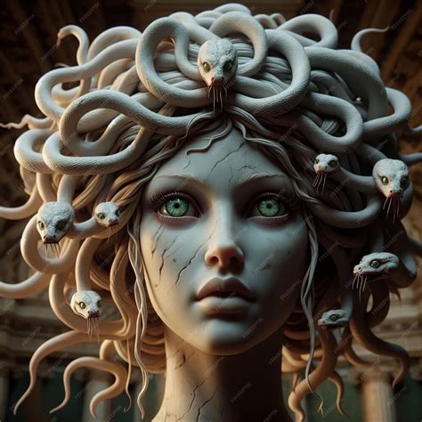 Medusa Mythological Female Gorgon With Snakes In Her Head Premium Ai