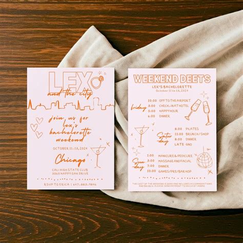 Editable Sex And The City Theme Bachelorette Invite Template Bachelorette Itinerary Printable